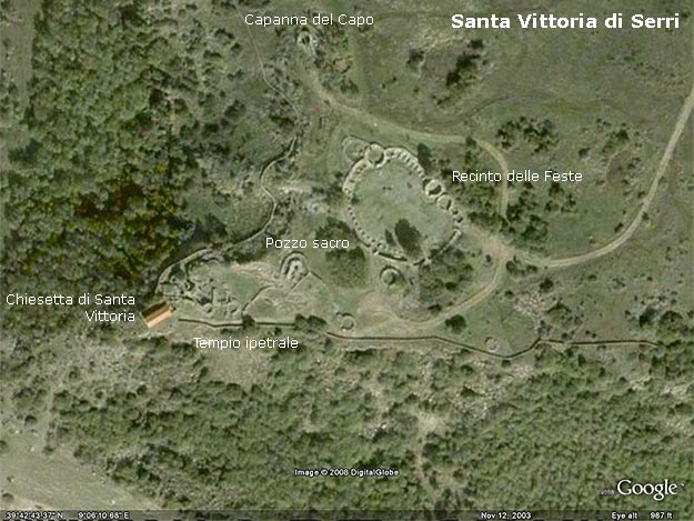 Visuale dall'alto del sito di Santa Vittoria di Serri. fonte: Google ...