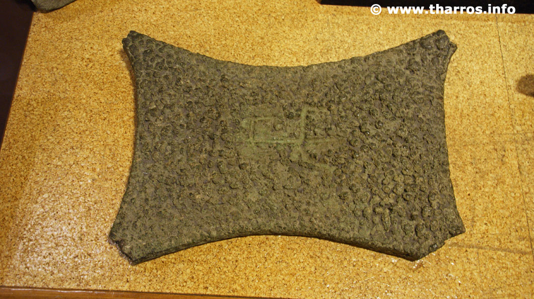 Oxhide ingot marked with letter signs Museo Archeologico di Cagliari